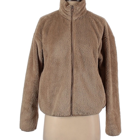 Uniqlo | Jackets & Coats | Uniqlo Brown Fuzzy Jacket | Poshmark